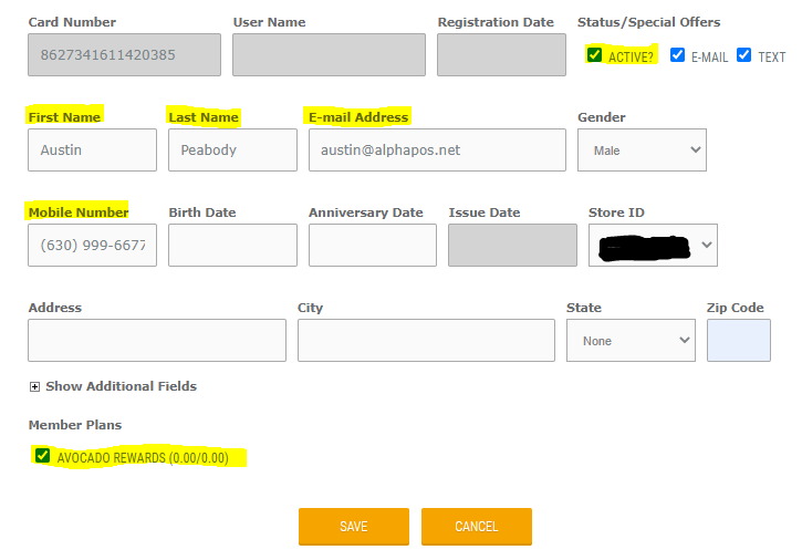 MyFocus: Adding a Loyalty Member (Focus) – Alpha
